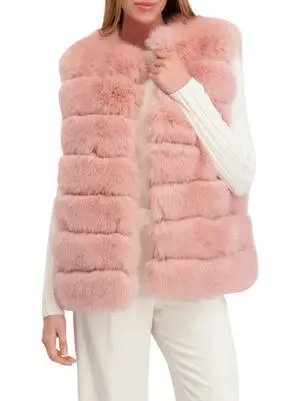 LYLA GRANT Fur-free Fox Horizontal Vest - Pink