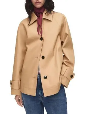 Mango Oversized Cotton Jacket - Beige