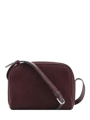 Mango Suede Shoulder Bag - Burgundy