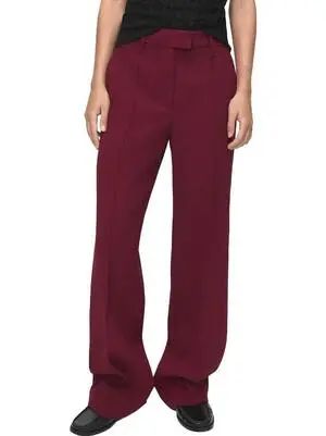 Mango Seamed Straight-Leg Trousers Burgundy