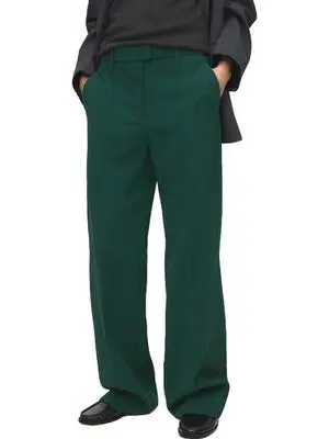 Mango Seamed Straight-Leg Trousers Green