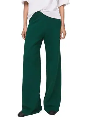 Mango Side Stripe Pull-On Knit Pants Dark Green
