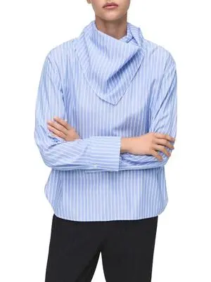 Mango Handkerchief Stripe Shirt - Sky Blue