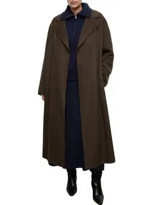 Mango Wool-blend Wrap Coat - Khaki Green