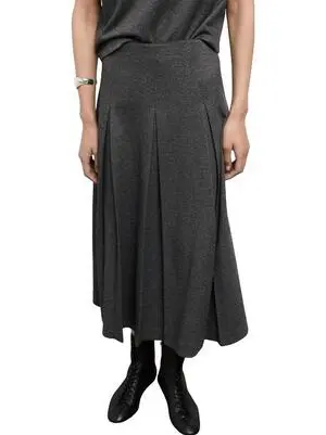 Mango Pleated A-line Midi Skirt - Grey