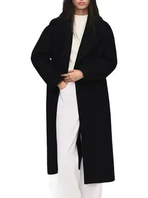 Mango Belted Wool-blend Coat - Black