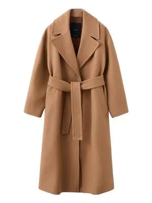 Mango Belted Wool-blend Coat - Medium Brown