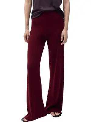 MANGO Pull-On Straight Leg Knit Pants