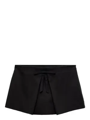 Mango Bow Detail Cotton Blend Skort - Black