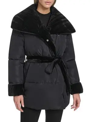 Andrew Marc Emerson Velvet Lined Puffer Coat - Black