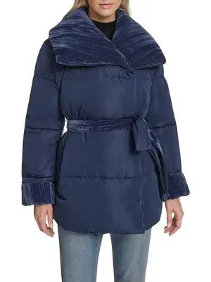 Andrew Marc Emerson Velvet Lined Puffer Coat Lapis