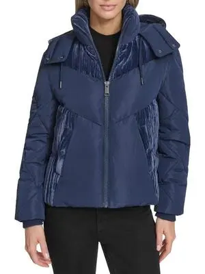 Andrew Marc Tayte Puffer Jacket With Removable Hood - Lapis