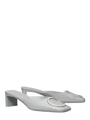 Tory Burch Ring Leather Mule - Loutre Gray /silver