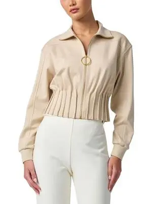 Trina Turk Outrun Cinched Waist Ponte Jacket - Sahara Stone