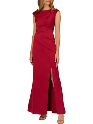 Aidan Mattox Sleeveless Satin Gown - Matador Red