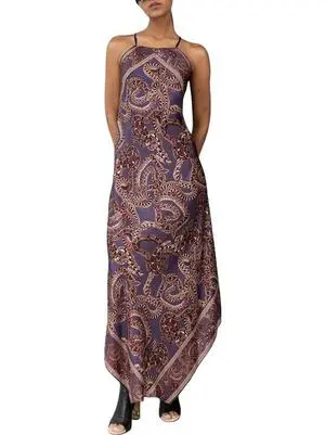 MONZLAPUR Silk Snake Print Maxi Dress