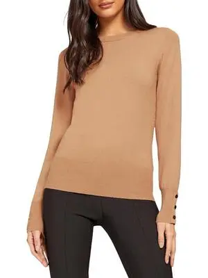 FRIENDS LIKE THESE Lightweight Sweater With Button Cuffs - Brown