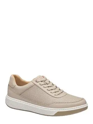 Johnston & Murphy Dawson Perforated Leather Sneakers - Beige Full Grain