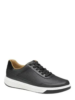 Johnston & Murphy Dawson Perforated Leather Sneakers - Black Full Grain