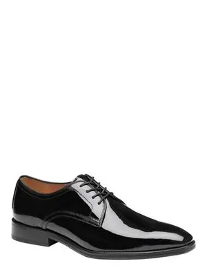 Johnston & Murphy Sullivan Plain Toe Derby - Black Italian Patent Calfskin