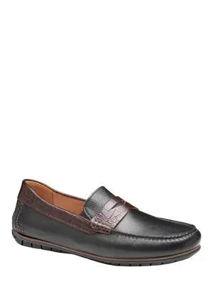 Johnston & Murphy Cort 2.0 Penny Loafer - Black Full Grain/croc Grain