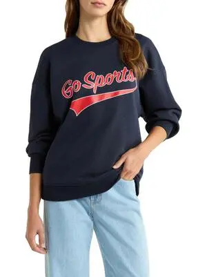FAVORITE DAUGHTER The Go Sports Sweatshirt - Navy/red/white