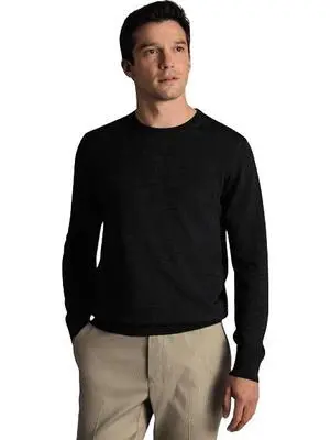 CHARLES TYRWHITT Pure Merino Wool Crew Neck Sweater - Grey