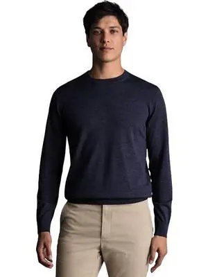 CHARLES TYRWHITT Pure Merino Wool Crew Neck Sweater - Navy