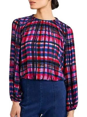 Bella Dahl Plaid Shirred Bubble Top - Winter Plaid