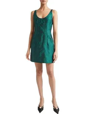 EMILIA WICKSTEAD Einna Ditsy Metallic Floral Jacquard Minidress - Emerald Green