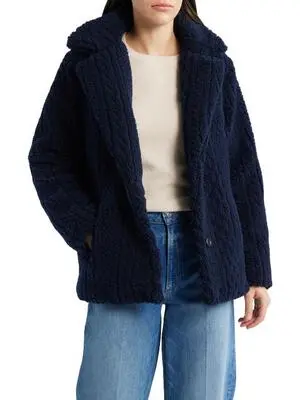 Bernardo Cable High-pile Fleece Jacket - Navy