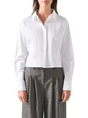 LK BENNETT Liz Cotton Crop Button-up Shirt - White
