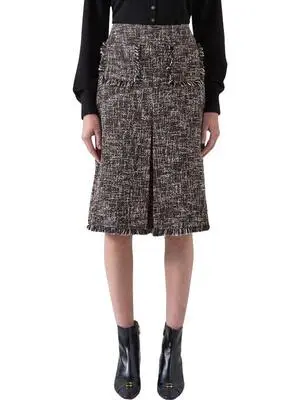 LK BENNETT Gwen Fray Tweed Skirt - Black Multi