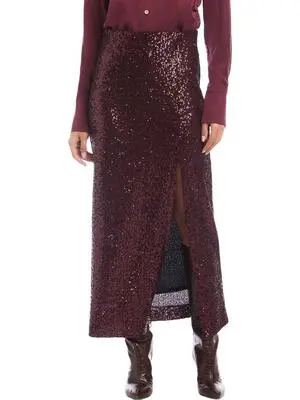 FIFTEEN TWENTY Sequin High-Waisted Midi Skirt With Slit
