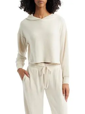 HAPPY CAMP3R Lily Lounge Crop Thermal Hoodie - Buttercream