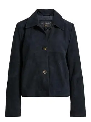 Bernardo Crop Suede Jacket - Navy