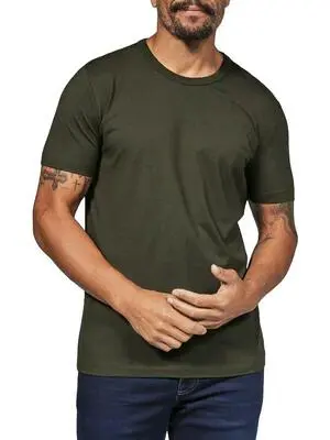7 Diamonds Stretch Cotton & Modal Performance Crewneck T-shirt - Dark Olive