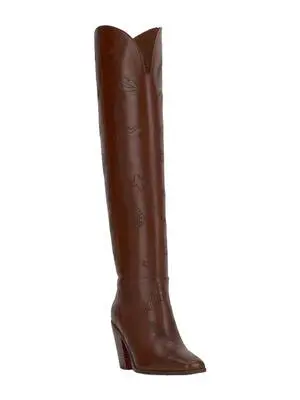 Jessica Simpson Ravyn 2 Embossed Leather Tall Boots - Dark Canyon Aniale