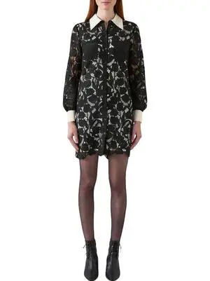 LK BENNETT Yvette Lace Shirtdress - Black Cream