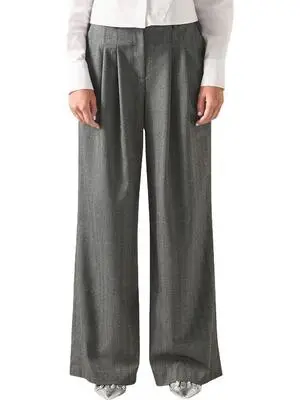 LK BENNETT Liz Wide-leg Herringbone Trousers - Grey