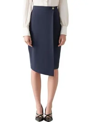LK BENNETT Audrey Faux-wrap Pencil Skirt - Navy