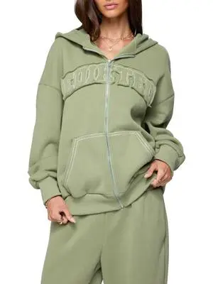 EDIKTED Forever Appliqué Zip Hoodie - Olive