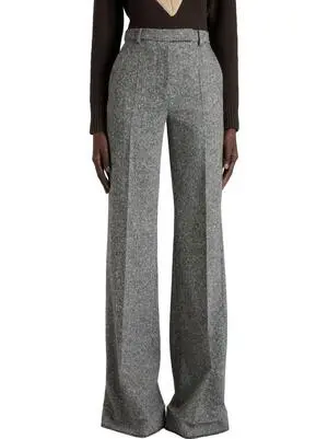 Valentino Garavani Natté Buttoned Weave Virgin Wool Blend Trousers - Ivory/black