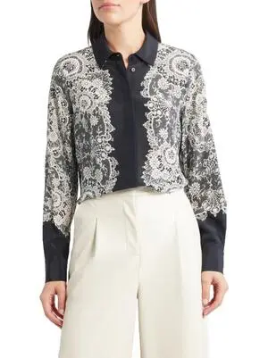 Kobi Halperin Willa Lace Silk Shirt - Black Multi