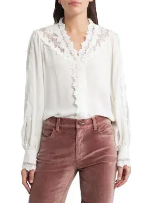 Kobi Halperin Miguel Lace Trim Silk Button-up Shirt - Ivory