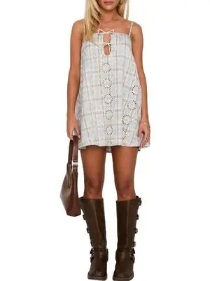 Princess Polly Belong Together Organic Cotton Mini Dress - Blue Check