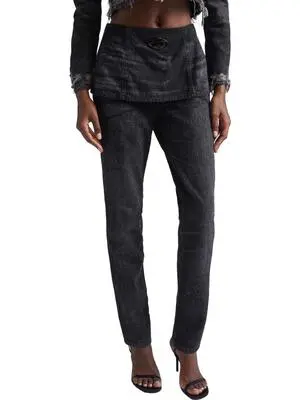 DIESEL® D-hourjian Layered Cotton & Hemp Jeans - Black/denim