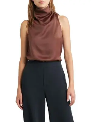Rag & Bone Jana Sleeveless Cowl Neck Top - Umber