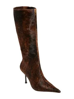 Jeffrey Campbell Darling Pointed Toe Boots - Black Brown Longhair