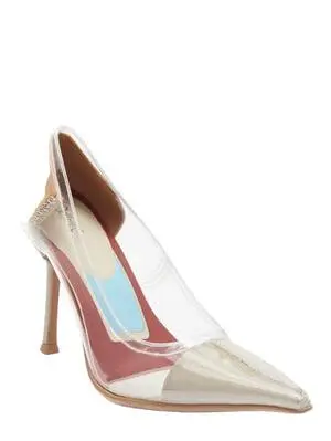 Jeffrey Campbell Behold Pointed Toe Pumps - Clear Beige Combo